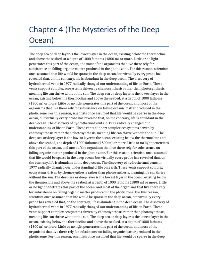 the mysteries of deep oceans | PDF