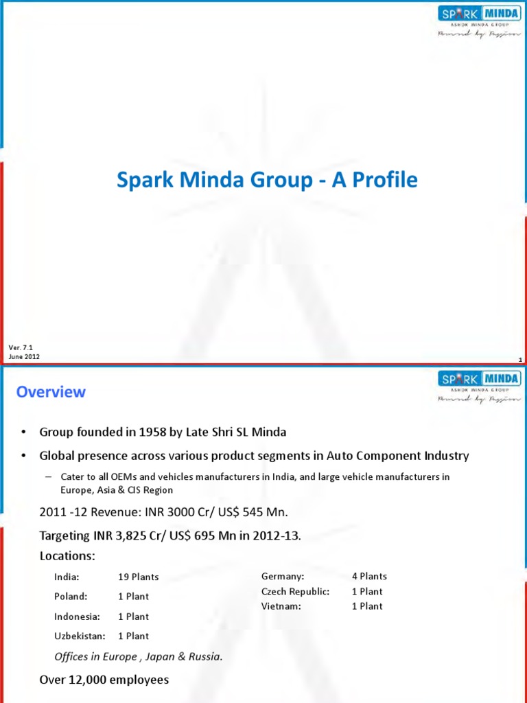 Spark Minda Group Profile June 12 For Website | PDF | Corporate Social ...