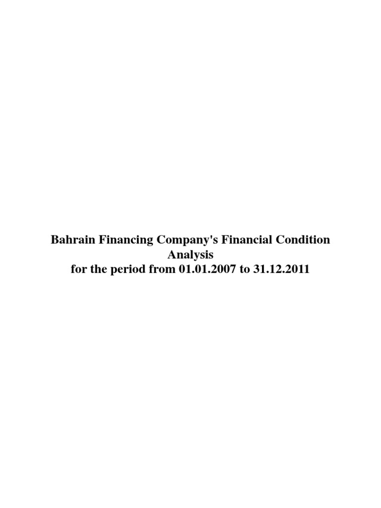 Comprehensive Financial Analysis of Bahrain Financing Company for the ...