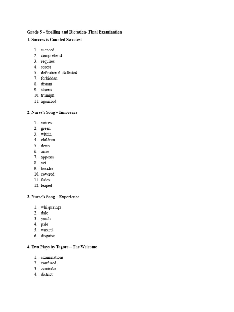Grade-5-Spelling-and-Dictation-Final (1) | PDF