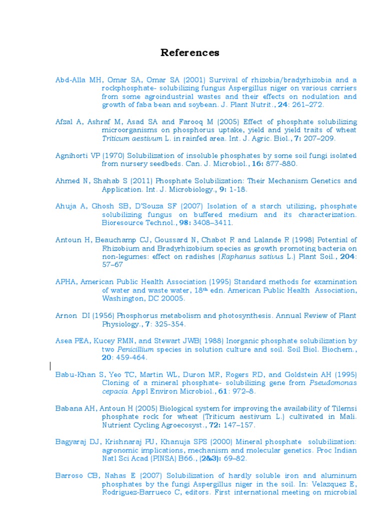 Thesis Refrences | PDF | Microorganism | Soil