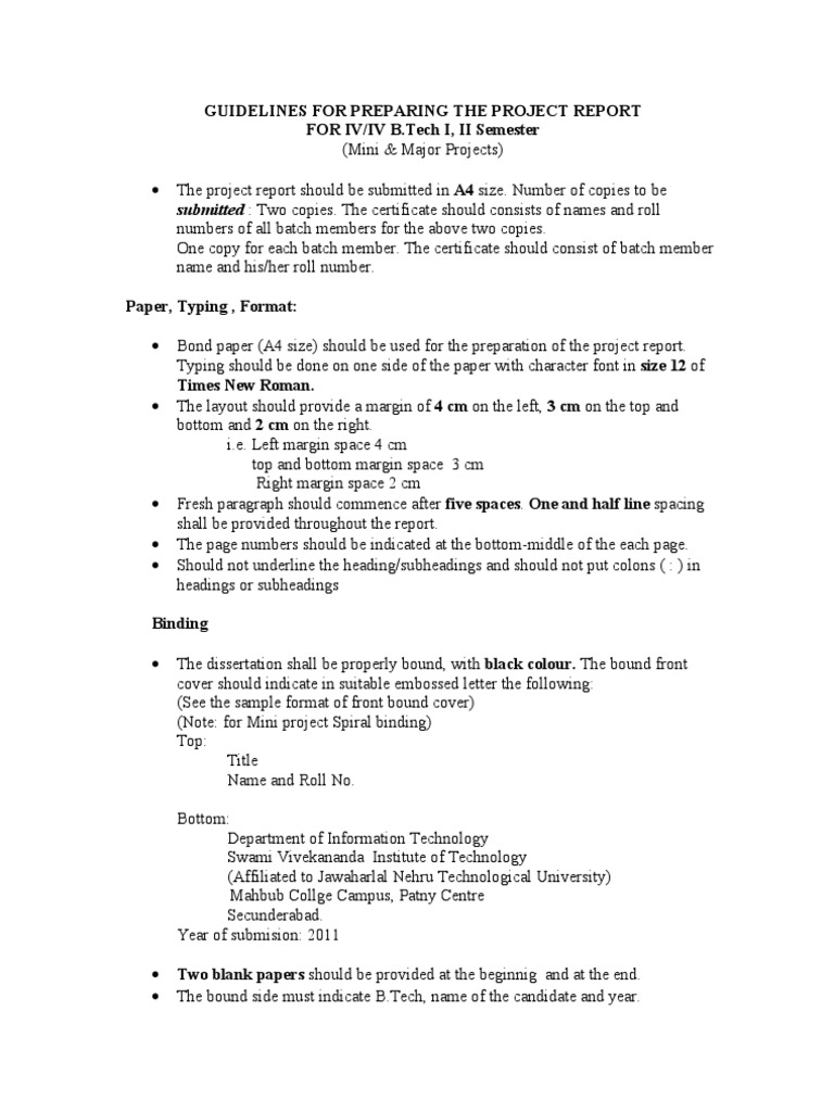 Guidelines For Preparing The Project Report | Download Free PDF | Use ...