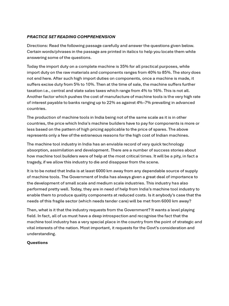 Reading comprehension passage set 1 | PDF | Taxes | Environmental ...