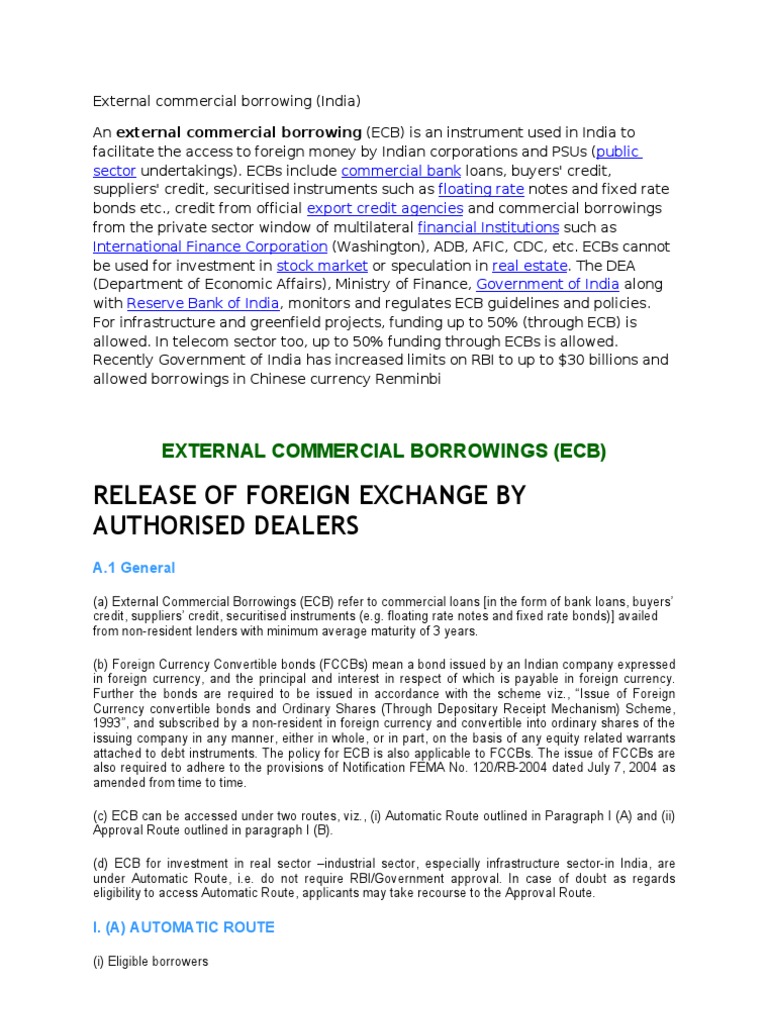 External Commercial Borrowing | PDF | Credit | Finance & Money Management