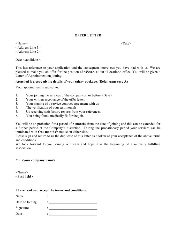 Offer Letter - Template For Companies | PDF