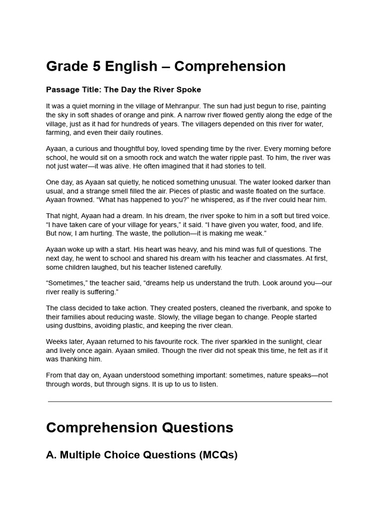 Practice EoY English Worksheet for Grade 5 2026 | PDF | Poetry | Rhyme