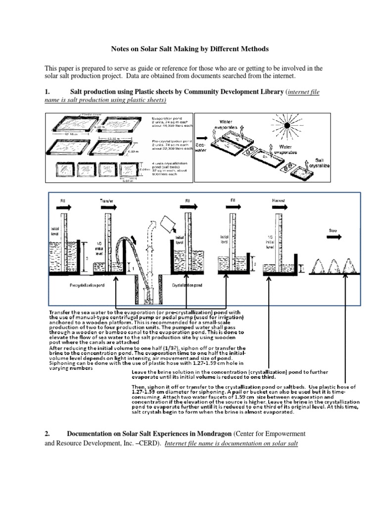 Solar Salt Production Methods Guide | PDF | Sodium Chloride | Salinity