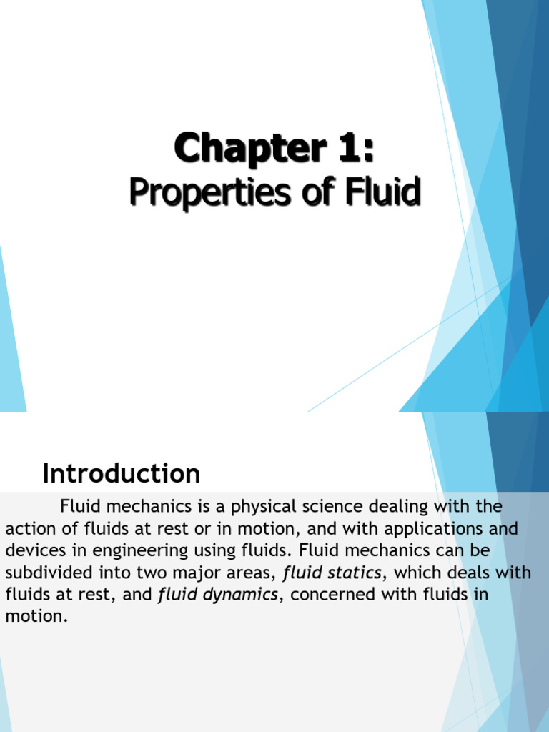 Chapter 1 Properties of Fluid | PDF | Fluid Mechanics | Viscosity