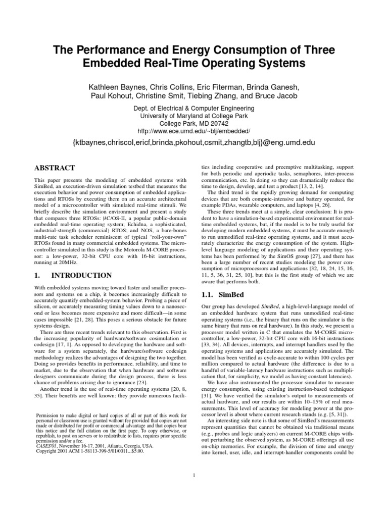 The Performance and Energy Consumption of Three Embedded Real-Time ...