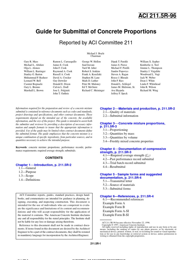ACI 211.5R-96: Reported by ACI Committee 211 | PDF | Construction ...
