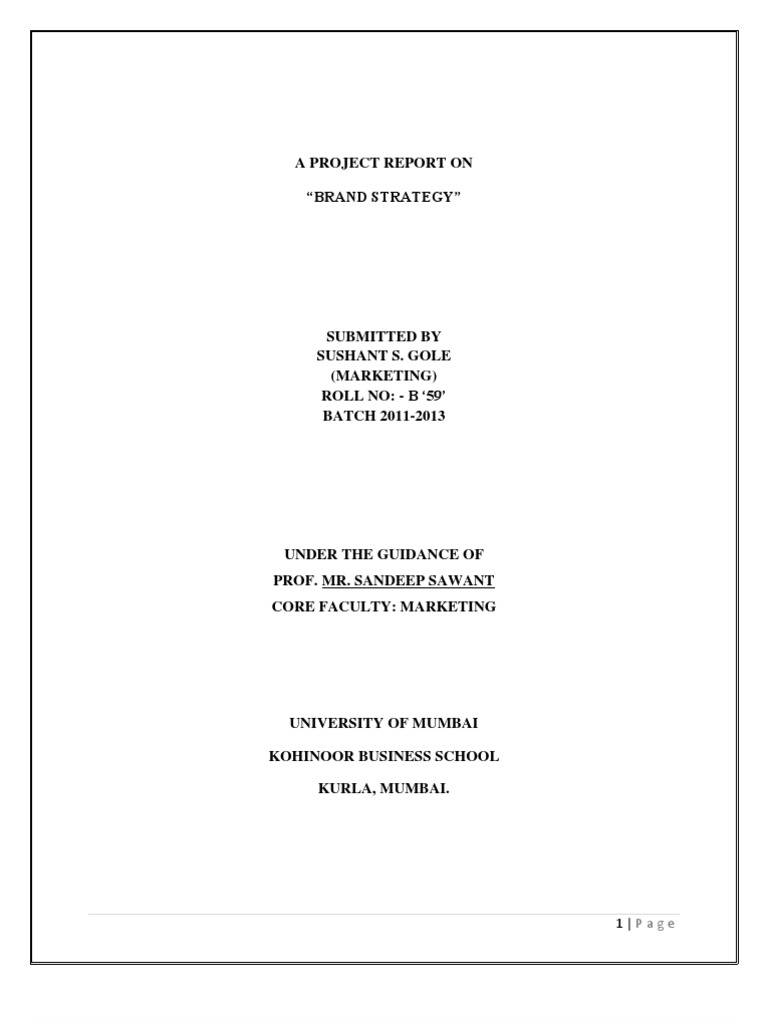 A Project Report On "Brand Strategy" | Download Free PDF | Marketing ...
