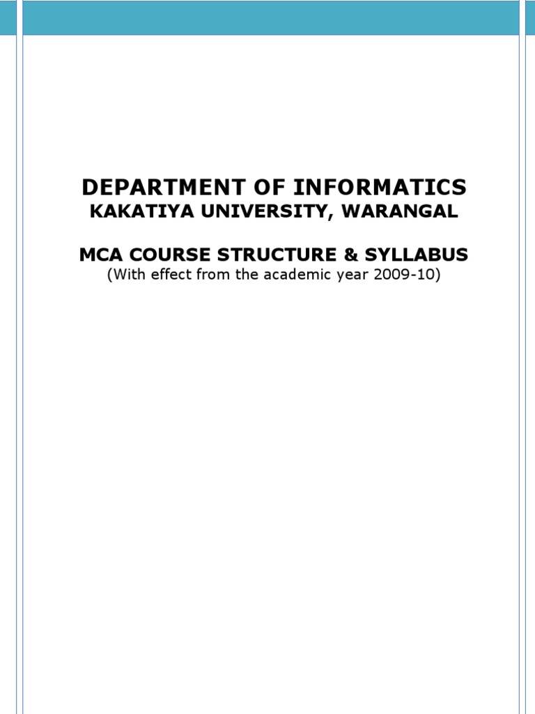 Department of Informatics: Kakatiya University, Warangal Mca Course Structure & Syllabus | PDF ...