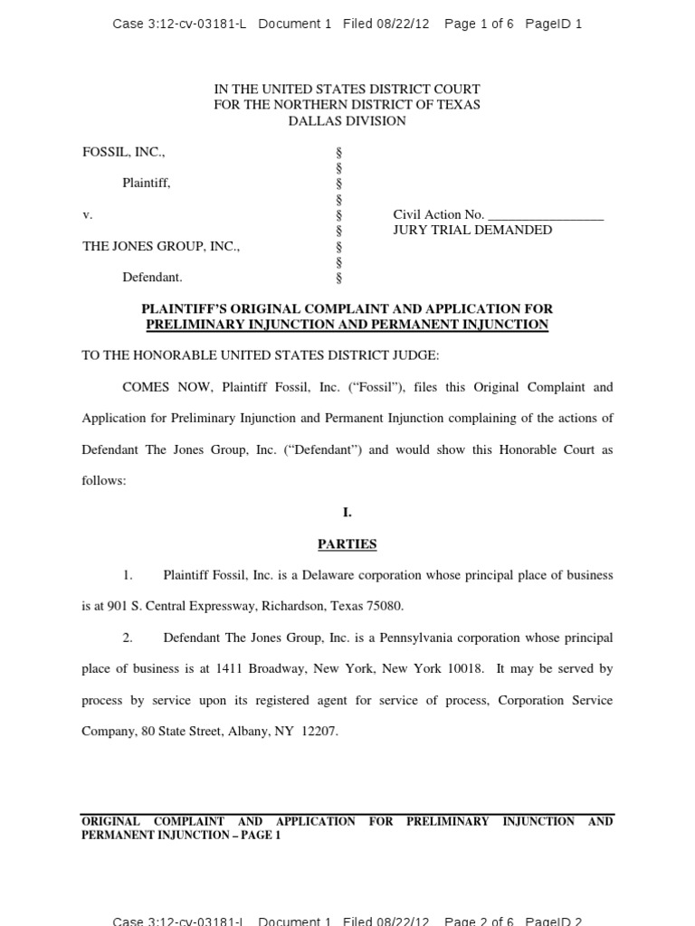 Plaintiff'S Original Complaint and Application For Preliminary ...