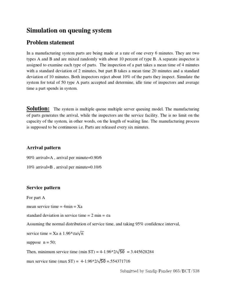 Simulation On Queuing System Tutorial Solution Pdf Normal Distribution Queue Abstract