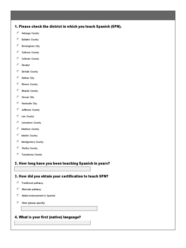 Spanish Teacher Survey Insights | PDF