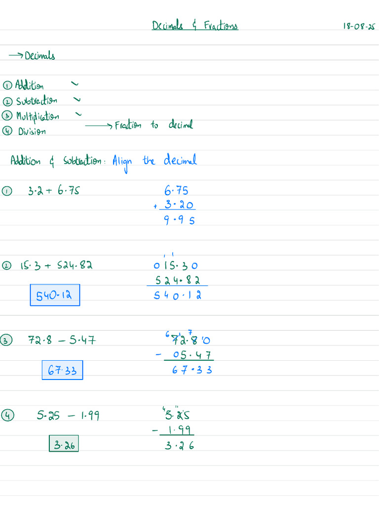 2. Decimal and Fractions | PDF | Division (Mathematics) | Notation
