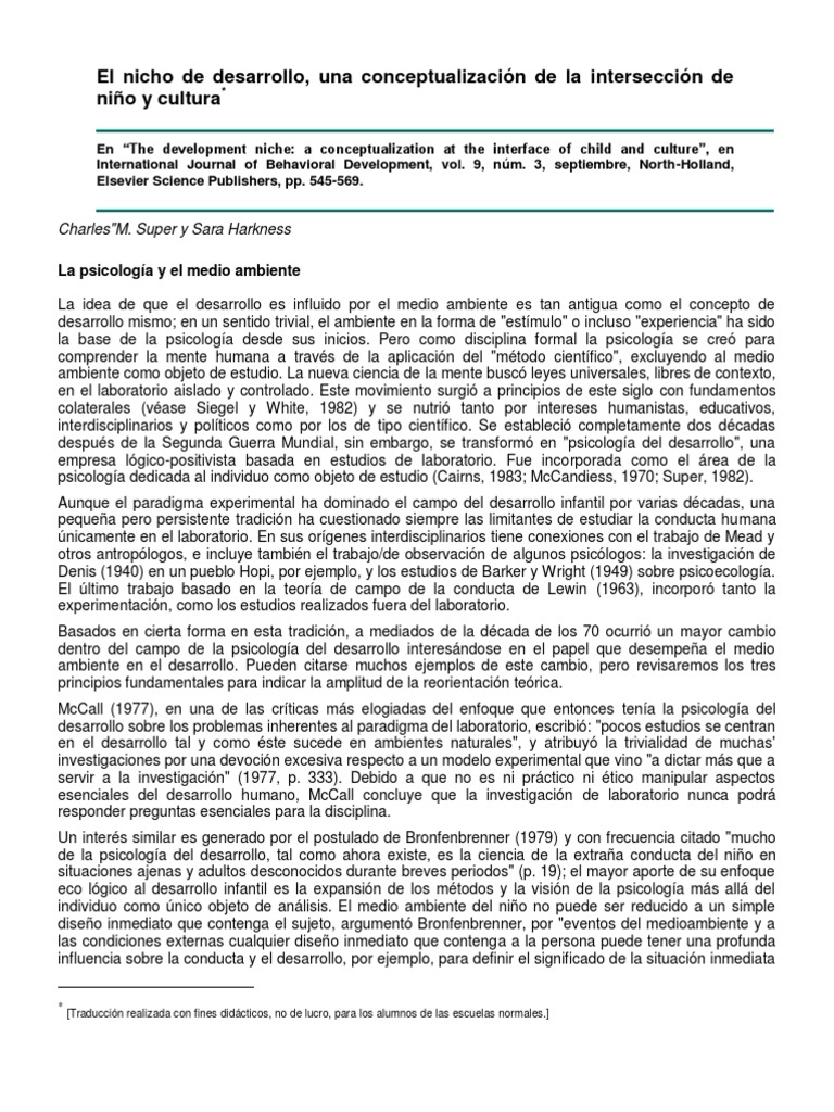 Nicho de desarrollo infantil y cultura | PDF | Adultos | Sicología
