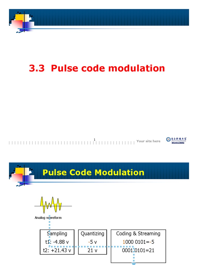 Pulse Code Modulation Sampling Quantizing Encoding Pdf Sampling
