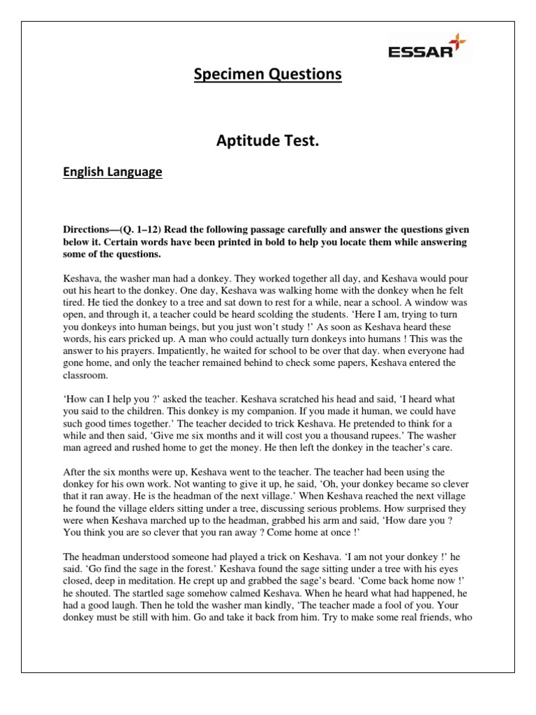 Aptitude Test Questions | PDF | Question