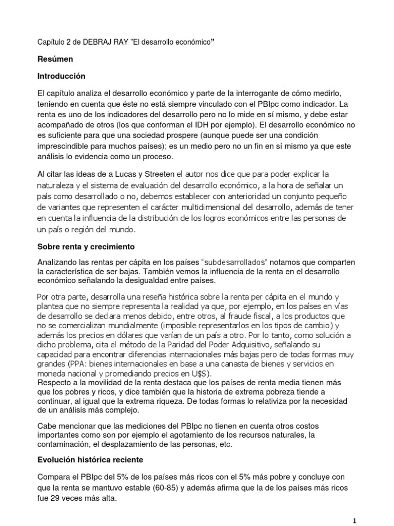 Debraj Ray Cap2 | PDF | Índice de Desarrollo Humano | País en desarrollo