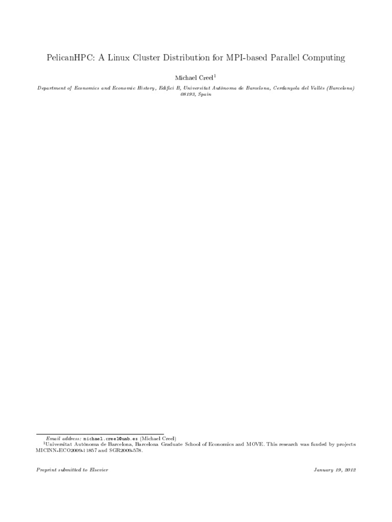 Pelicanhpc: A Linux Cluster Distribution For Mpi-Based Parallel Computing | PDF | Computer ...