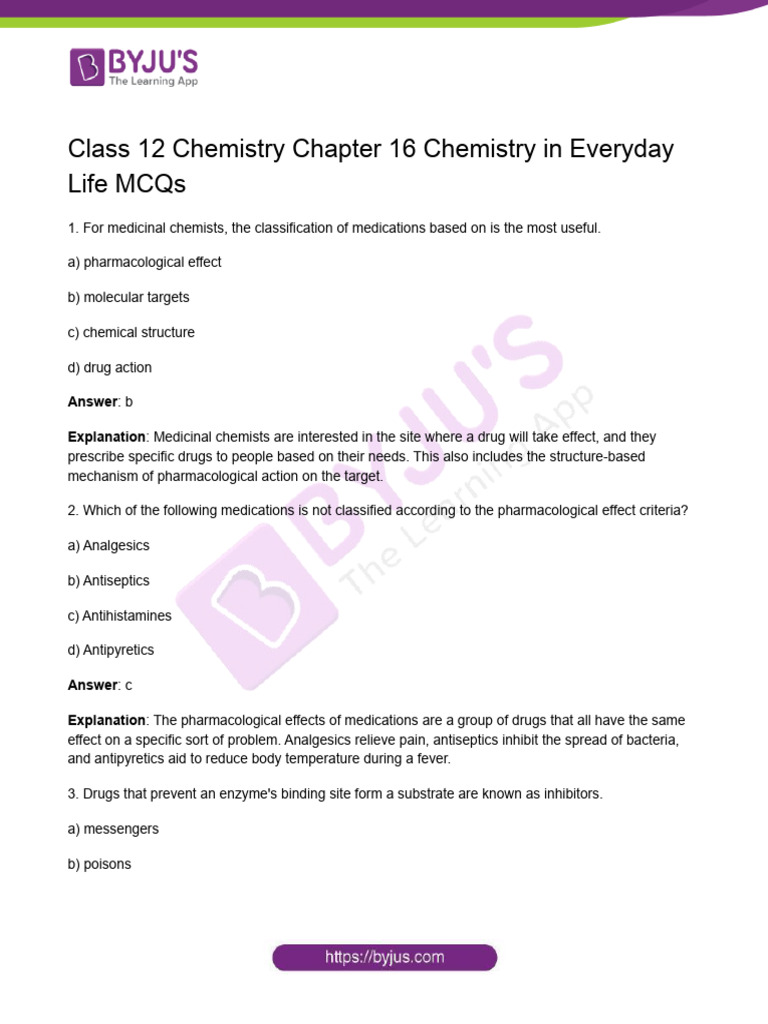 Chapter 16 Chemistry in Everyday Life | PDF | Enzyme Inhibitor | Enzyme