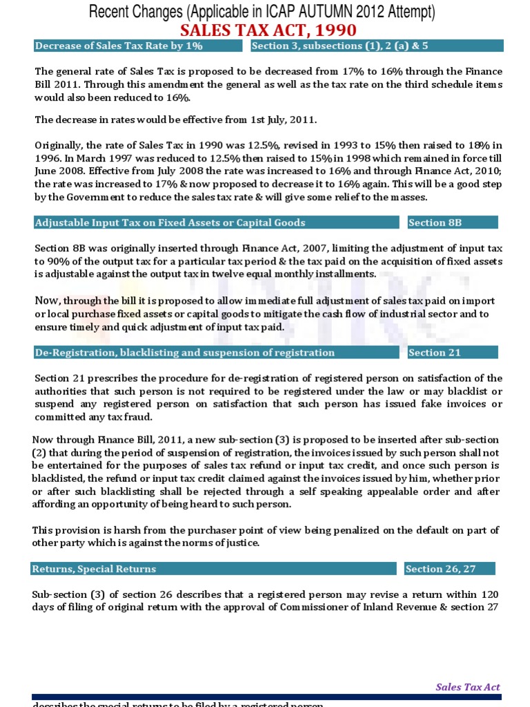 Sales Tax Recent Changes | PDF | Invoice | Tax Refund