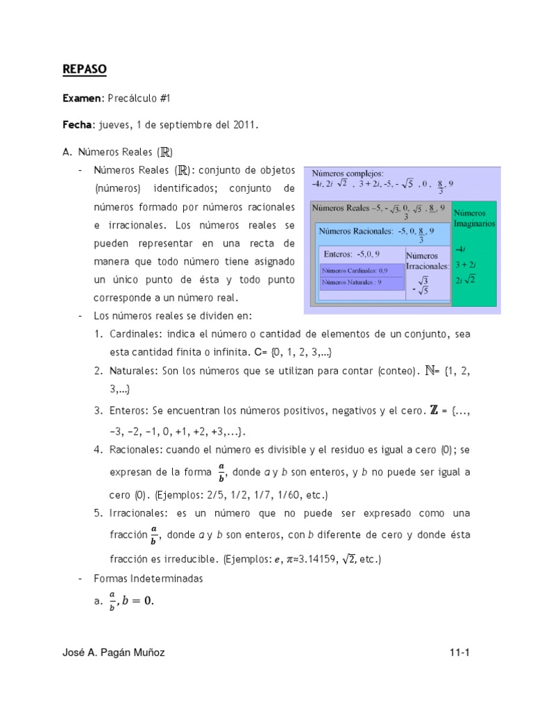 Repaso para El Examen de Precálculo #1 | PDF | Entero | Número racional