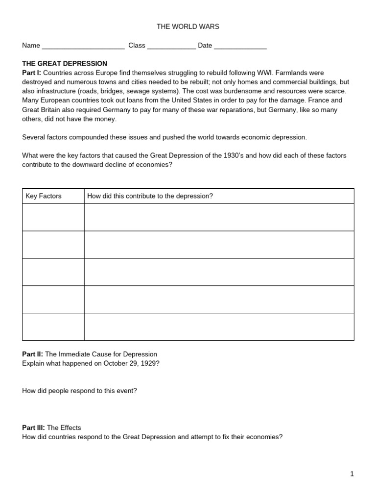 Depression-THE WORLD WARS | PDF | World War II | Great Depression
