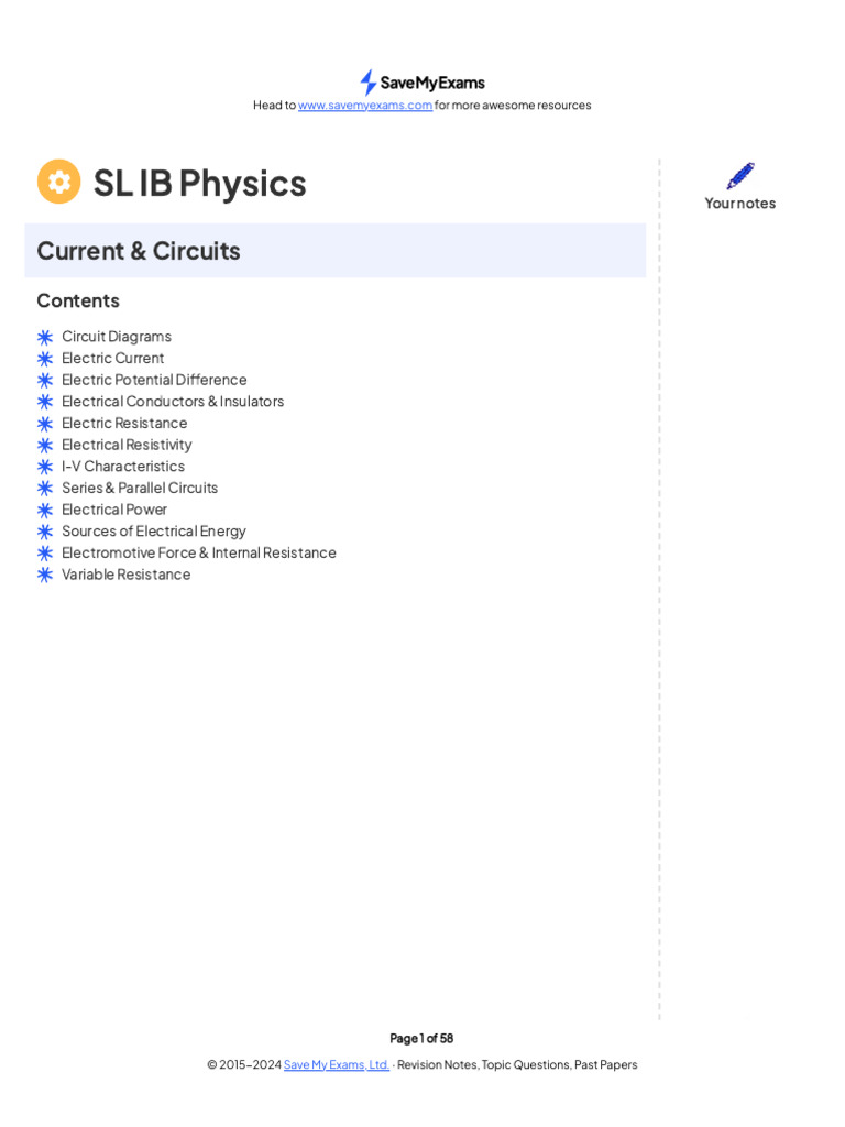B5. Current and Circuits - Savemyexams | PDF | Electrical Resistance ...