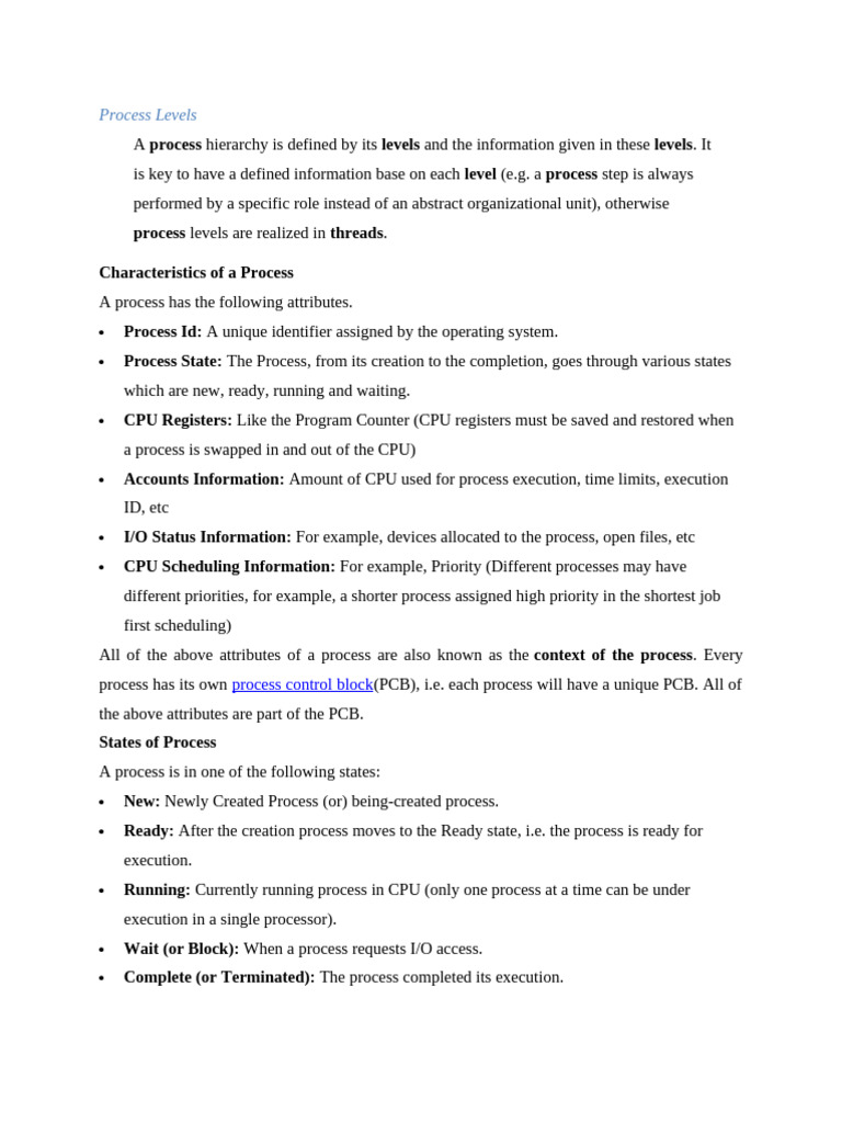 Process Levels and Threads in Operating System | PDF | Thread ...