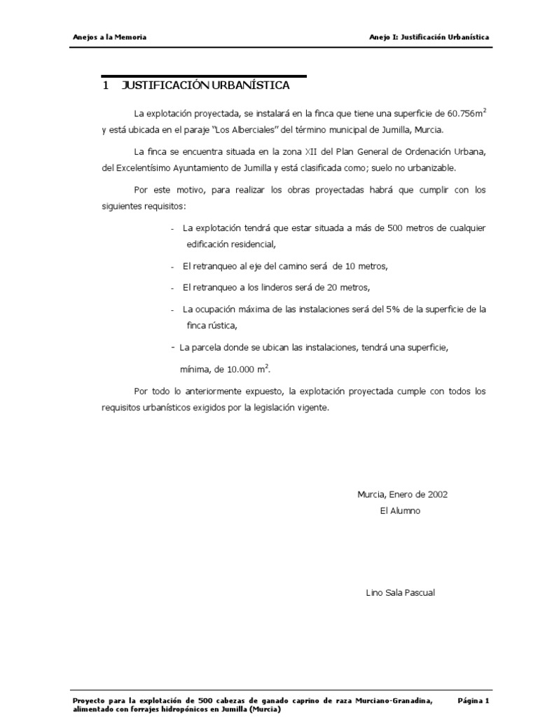 Anejo 1 Justificacion Urbanistica | PDF