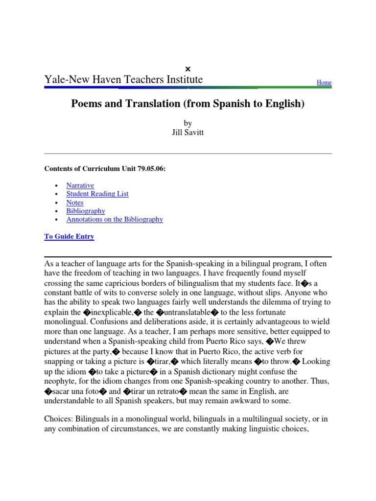 Spanish Poems | Translations | Multilingualism