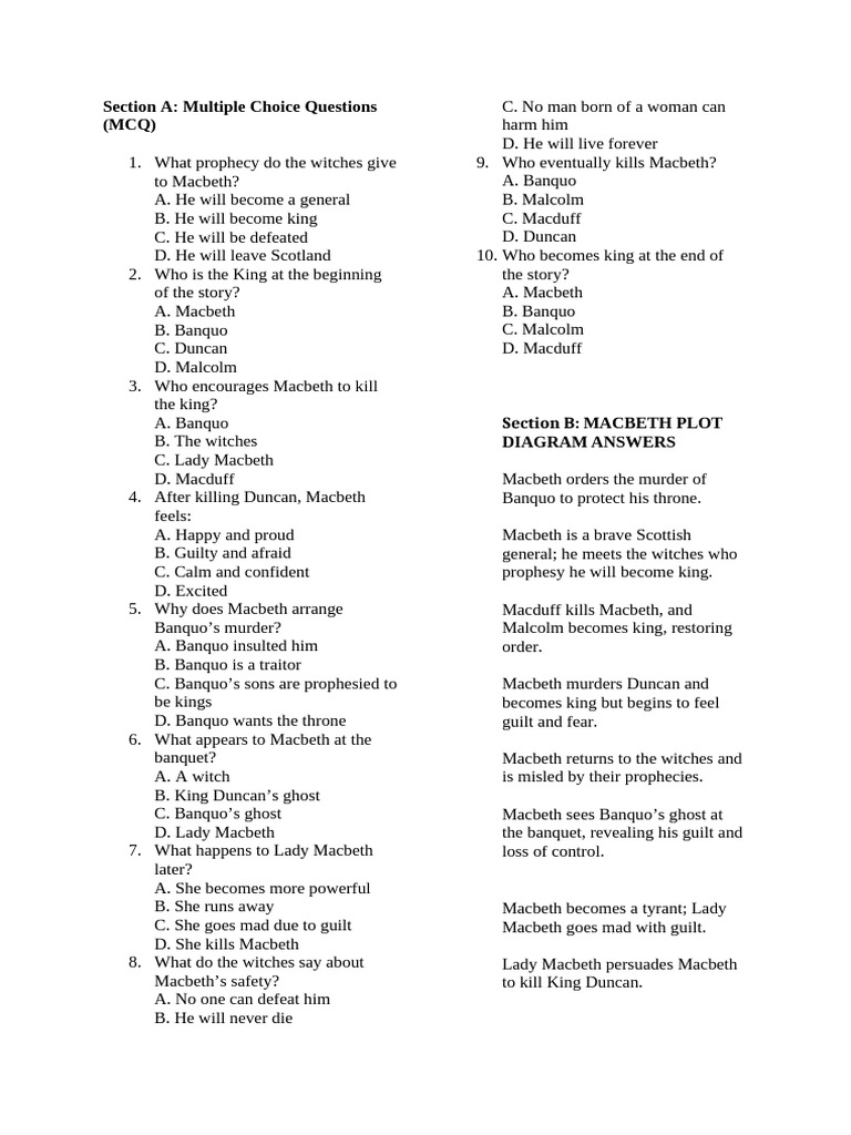 Macbeth Worksheet | PDF
