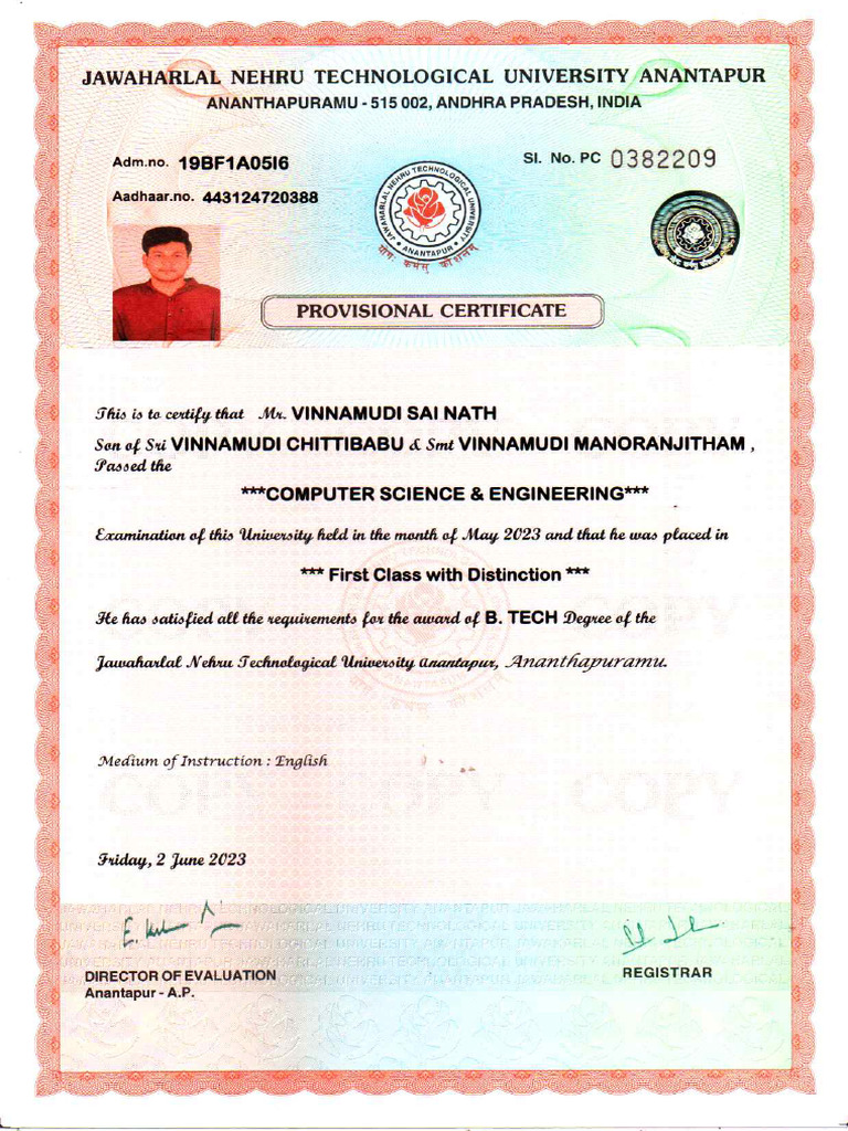 Provisional Certificate | PDF