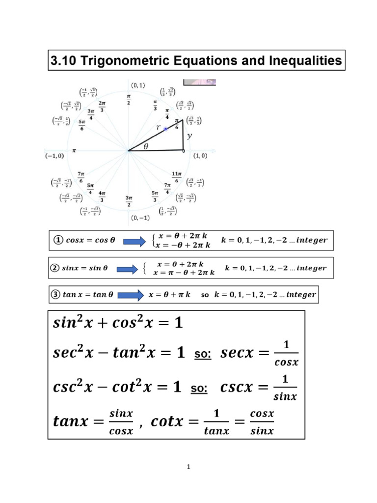 Trigonometric Equations and Inequalities | PDF