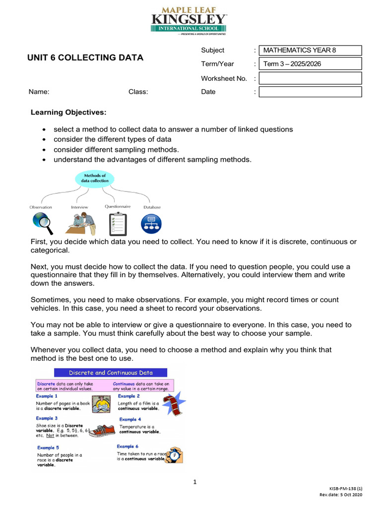 Unit 6 Collecting Data | PDF | Sampling (Statistics)