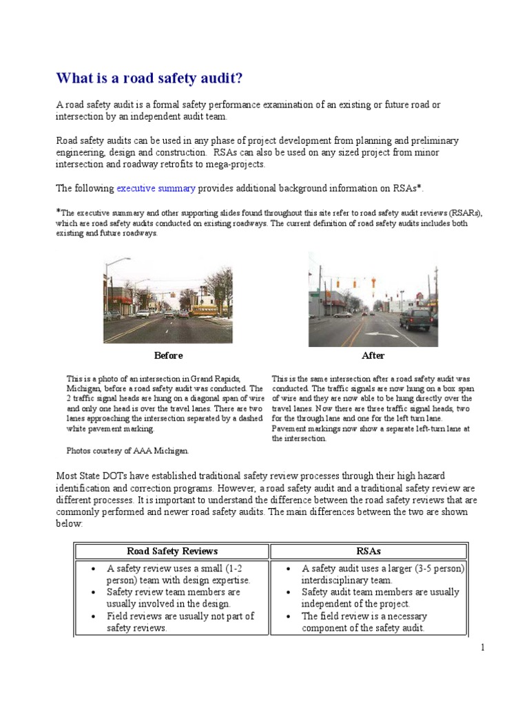 Road Safety Audits: Benefits & Process | PDF | Road Traffic Safety | Audit