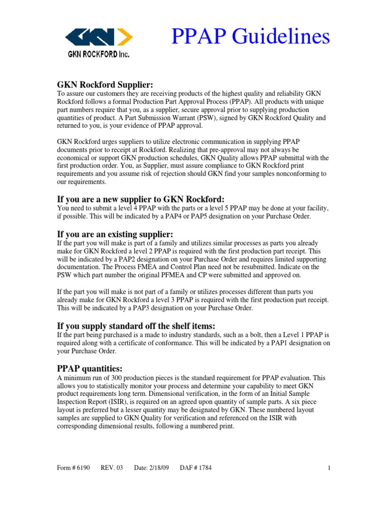 P Pap Guidelines 6190 Rev 3 | PDF | Production And Manufacturing | Business