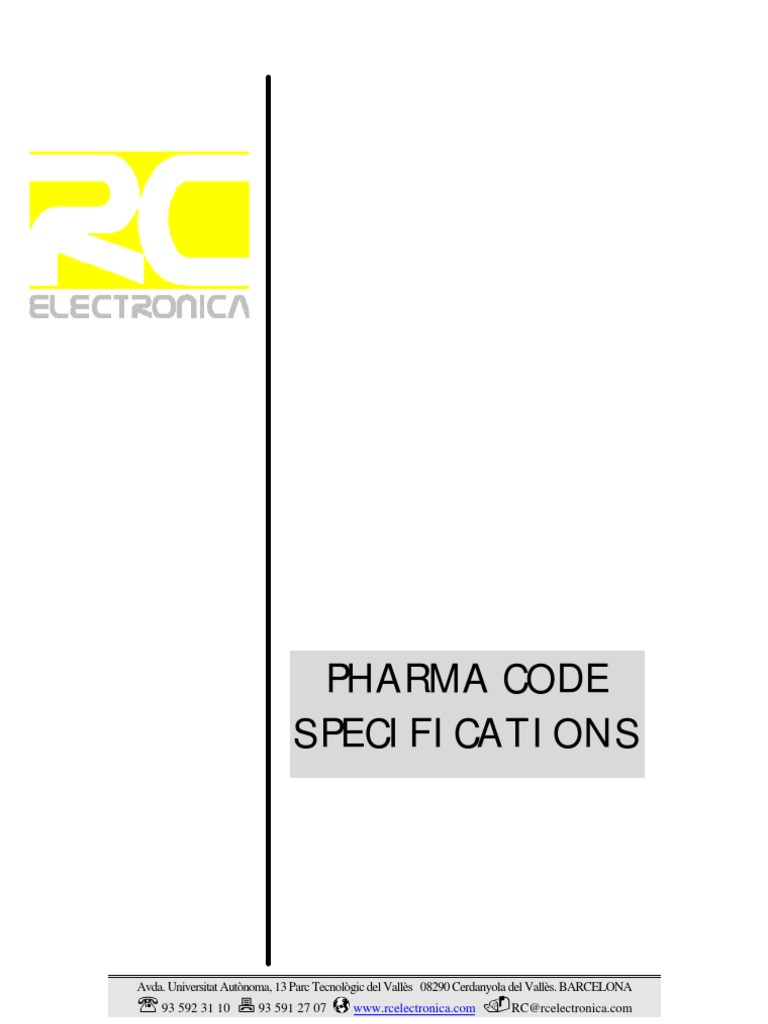 Pharma Code Specifications | PDF | Barcode | Color