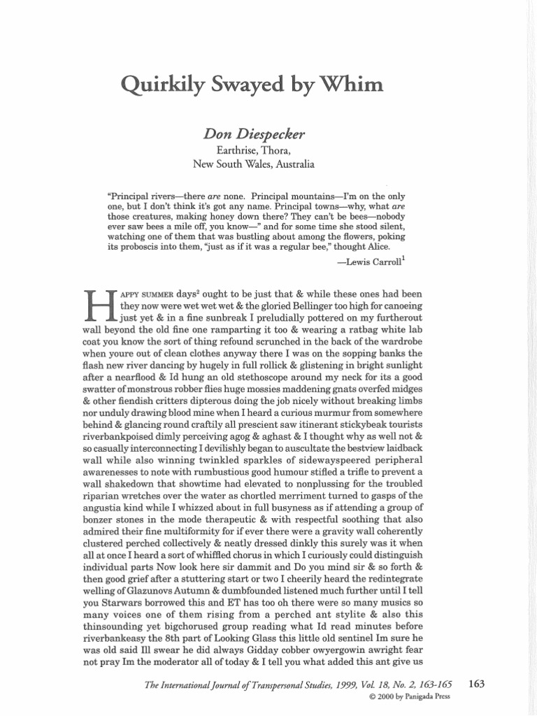 Diespecker 1999 Quirkily Swayed by Whim | PDF | Through The Looking ...