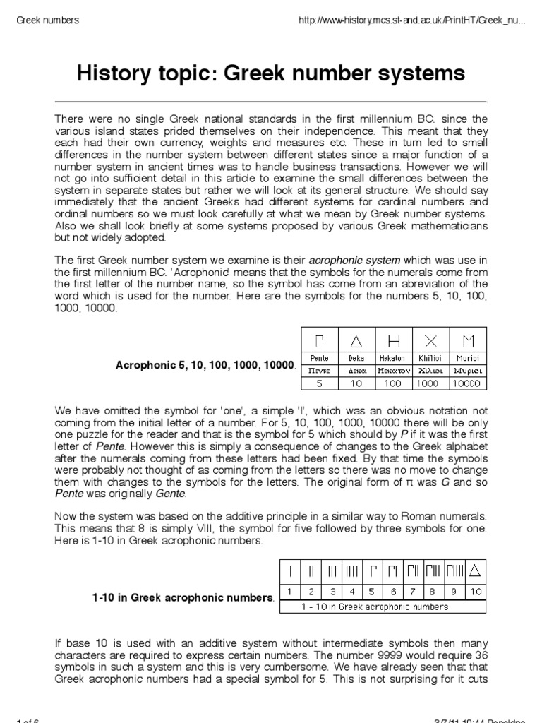 Greek Number System