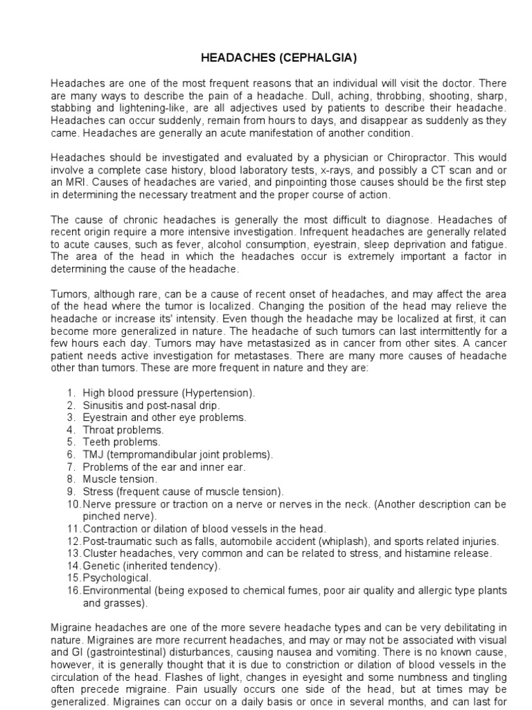 Headaches | PDF | Headache | Migraine