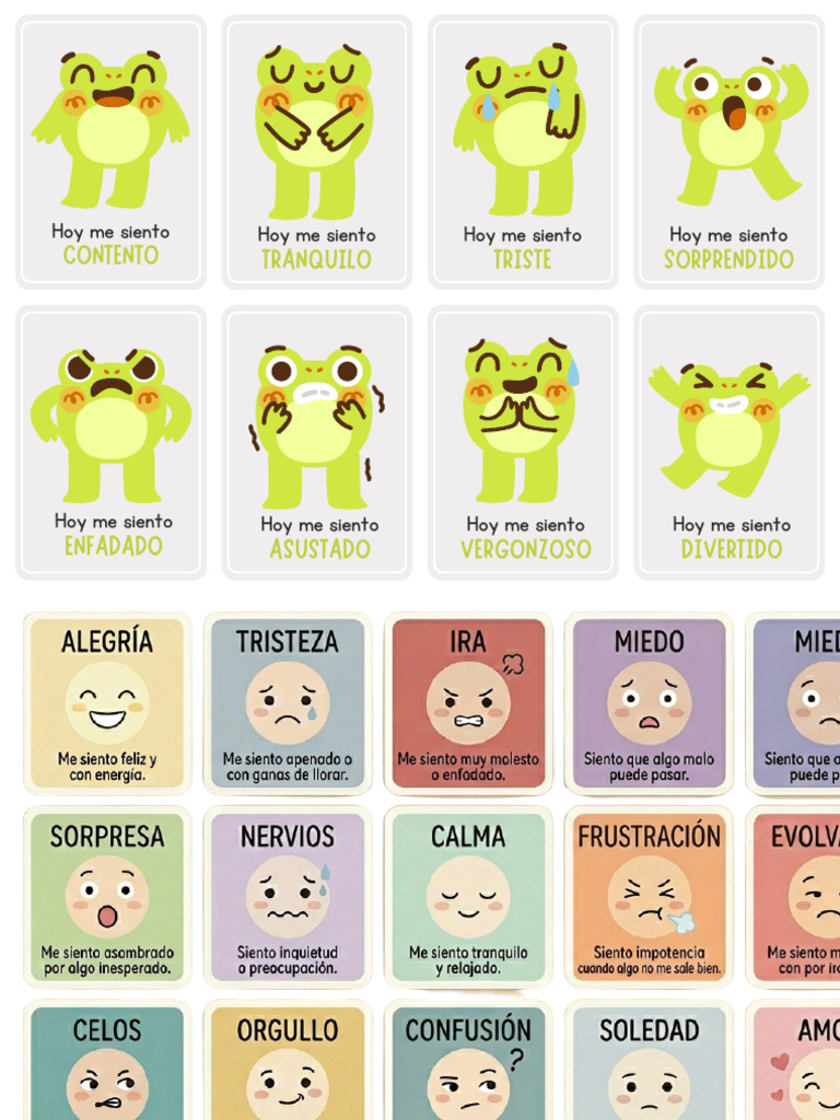 Flashcards Emociones Verde Minimalista Imrimible | PDF