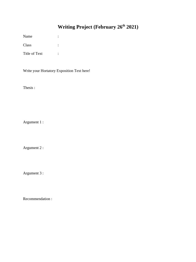 Worksheet for Writing Project | PDF