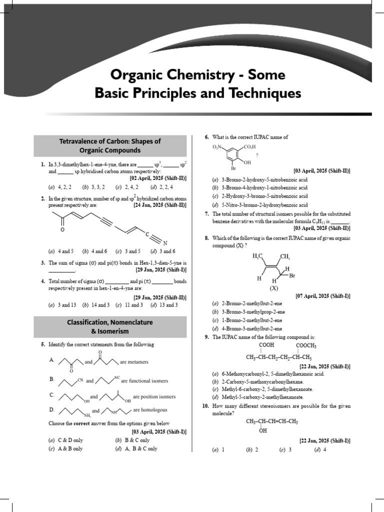 Organic Chemistry - Some Basic Principles and Techniques | PDF | Isomer ...