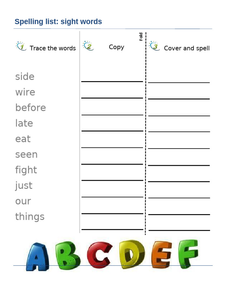 Grade 2 Spelling List Sight Words 2 | PDF
