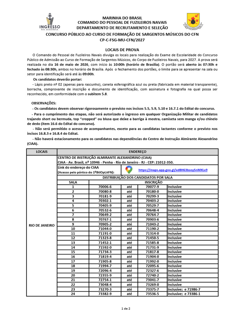 Locais de Prova MU 2027 | PDF | Brasil