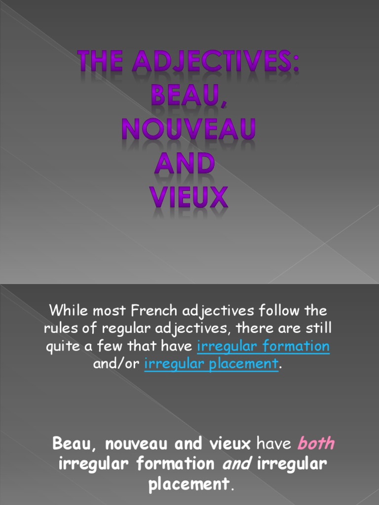 Beau Nouveau Vieux | Download Free PDF | Grammatical Gender | Adjective