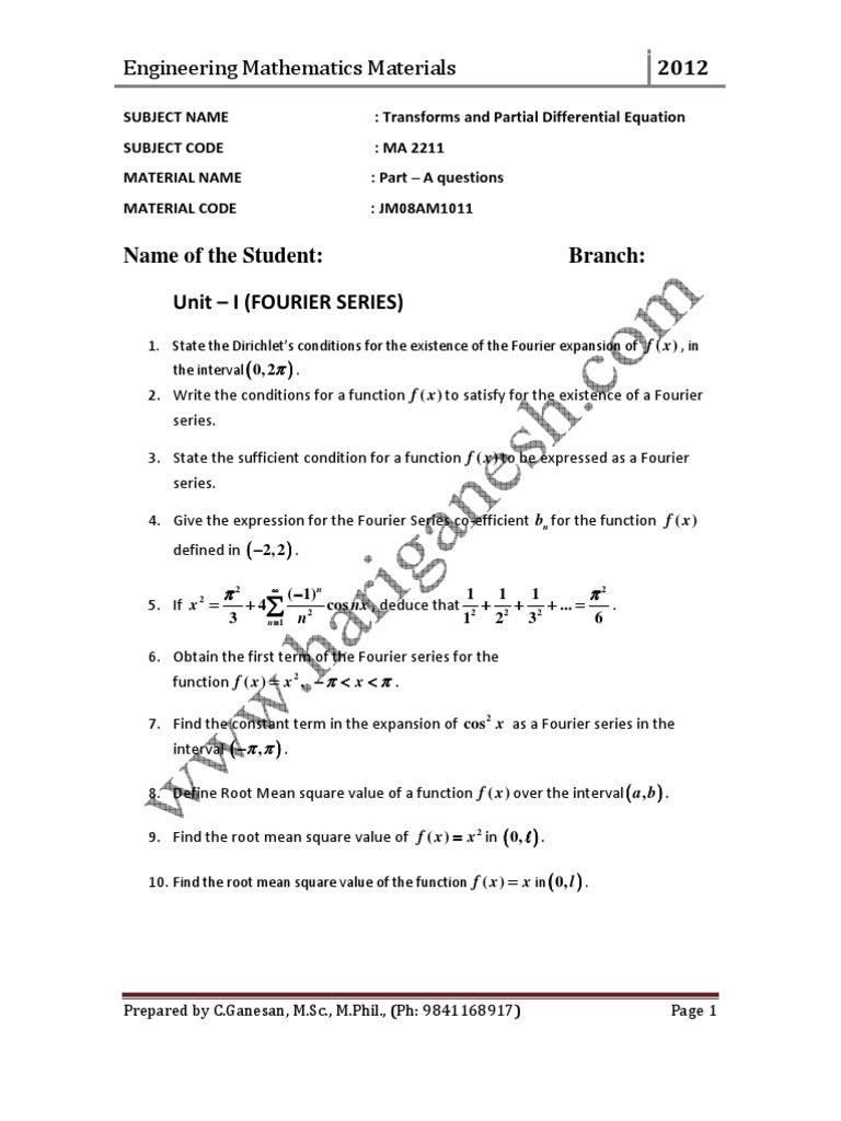 Part 3 Tpde | PDF | Fourier Series | Trigonometric Functions